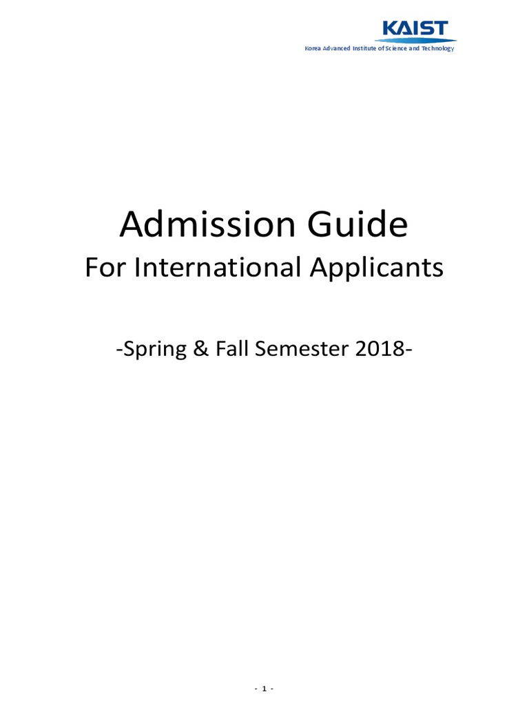 Application Guide-KAIST Undergraduate-2018 Srping | PDF | University And College Admission | Gce ...