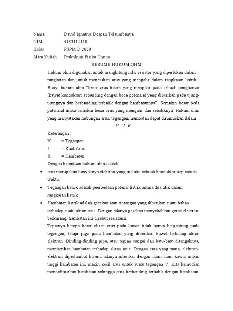 Resume Hukum Ohm | PDF