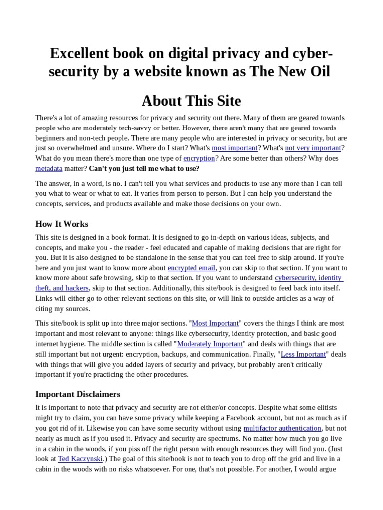 Excellent Book On Digital Privacy and Cyber-Security by A Website Known ...