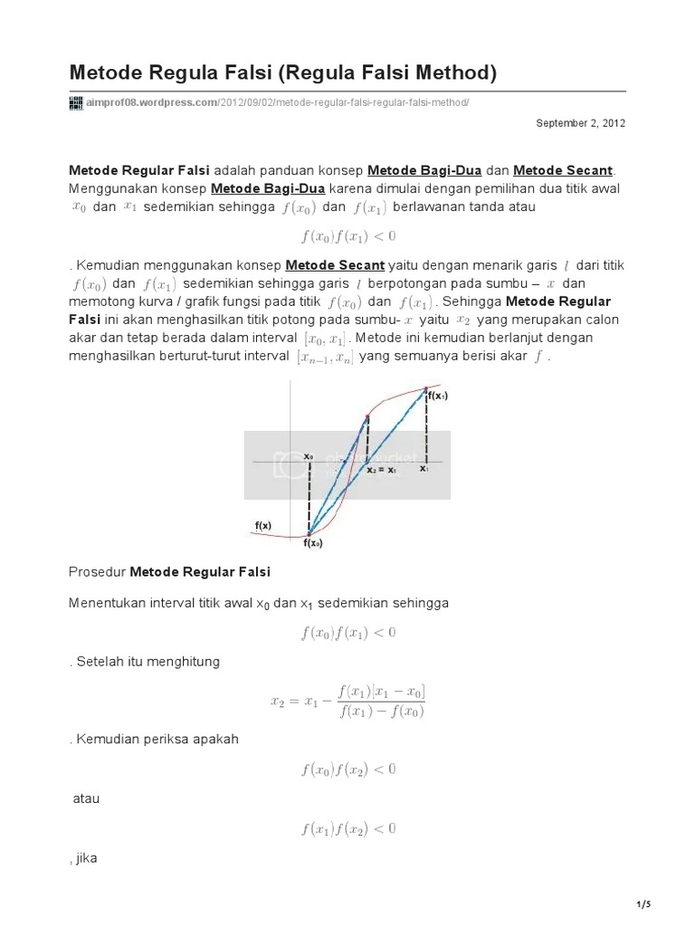 Metode Regula Falsi Regula FalsiMethod | PDF