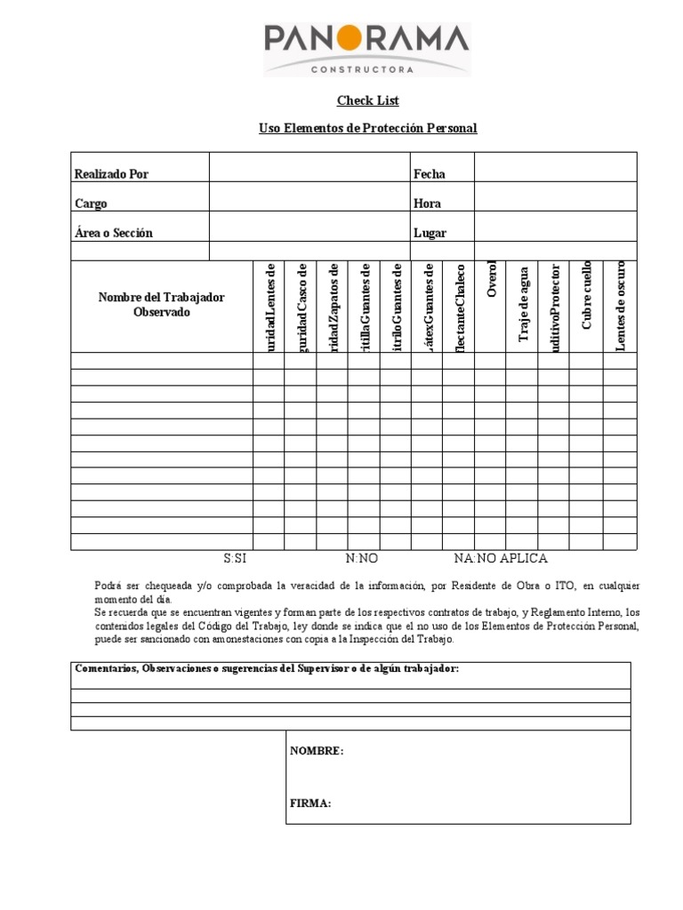 Check List Uso Epp | PDF | Justicia | Crimen y violencia