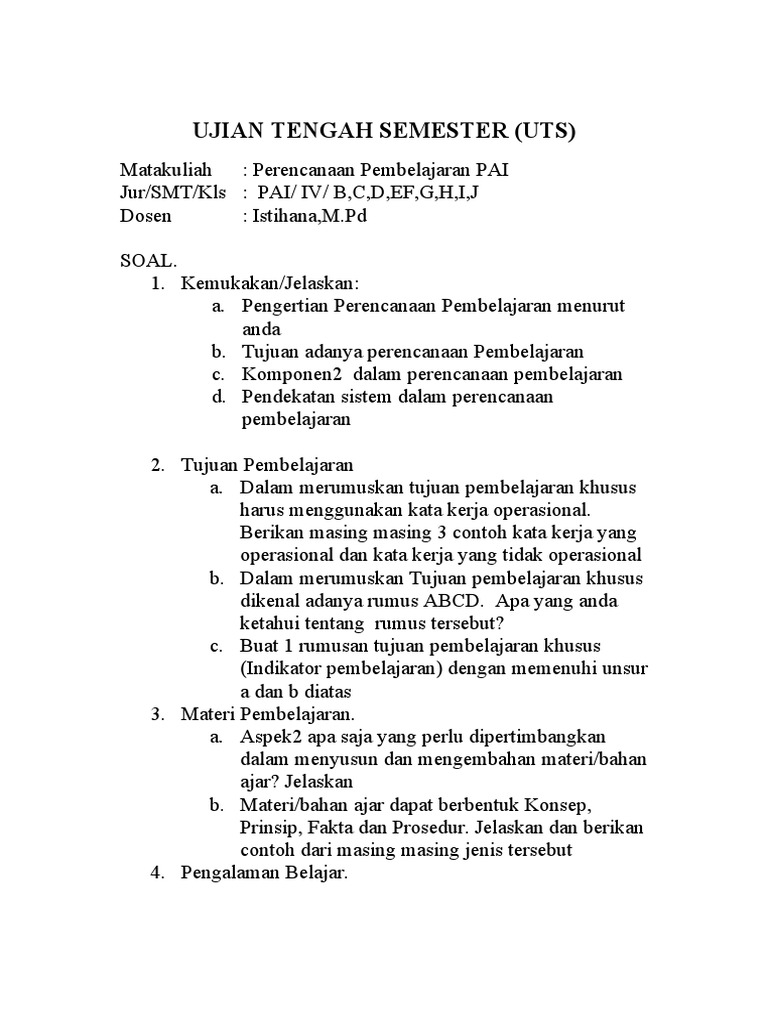 Soal Uts 2021 | PDF