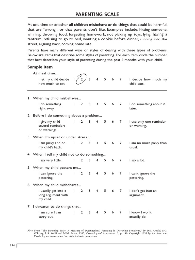 Parenting Scale Revised PDF | PDF | Parenting | Relationships