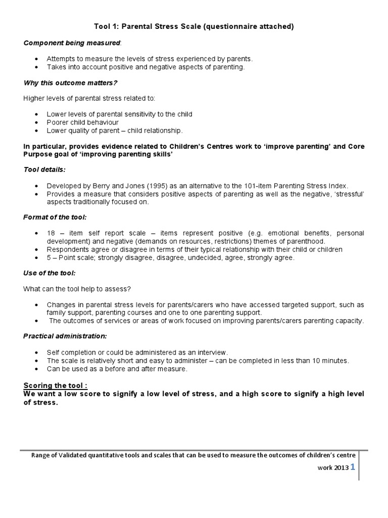 Parental Stress Scale Overview | PDF | Relationships | Parenting