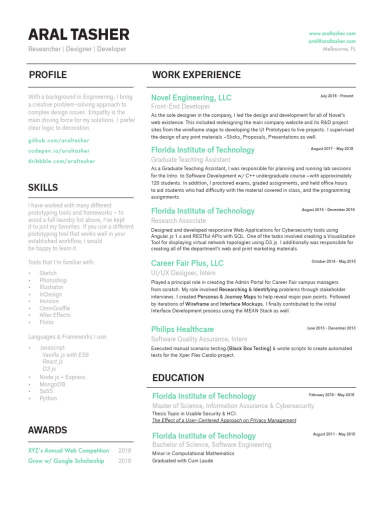 Aral Tasher: Profile Work Experience | PDF | Software | Information Technology