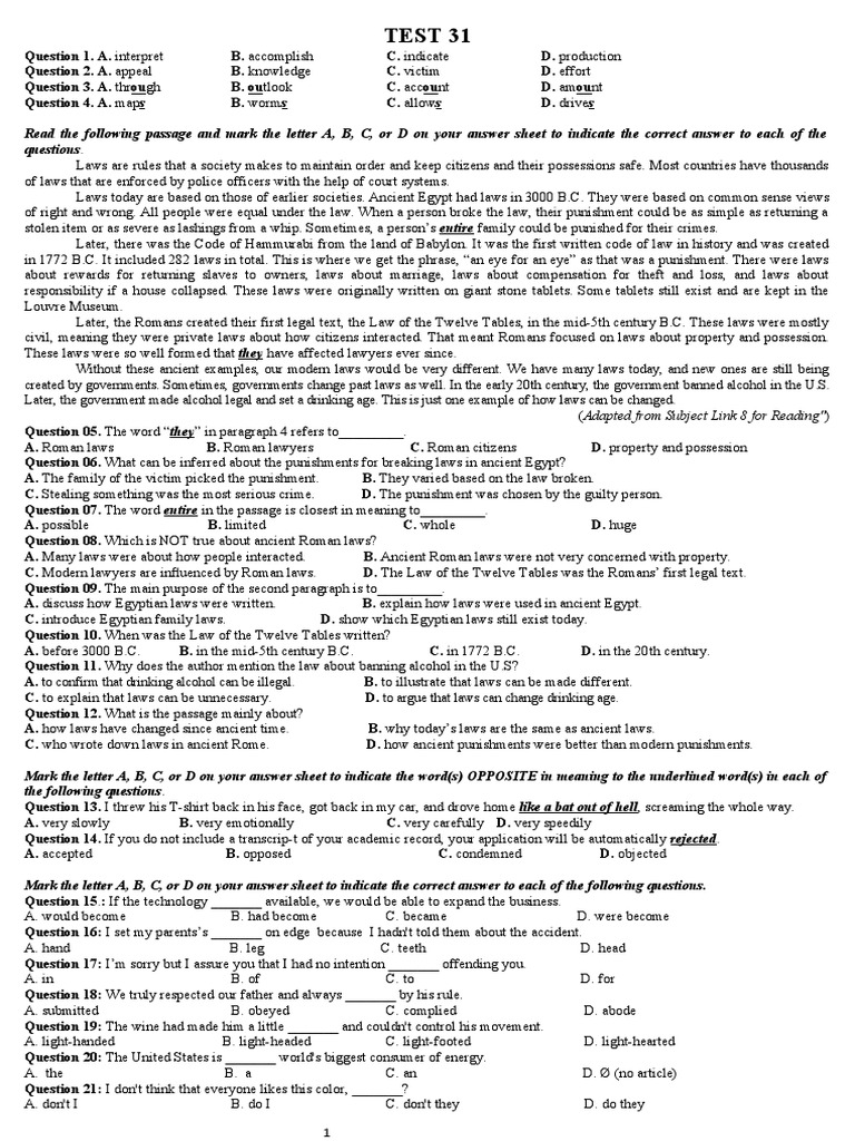 Test 31 | PDF