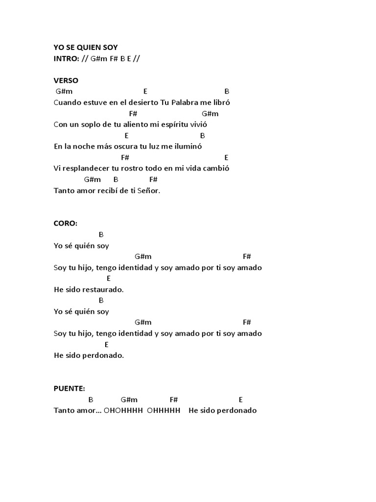 Yo Se Quien Soy Acordes | PDF