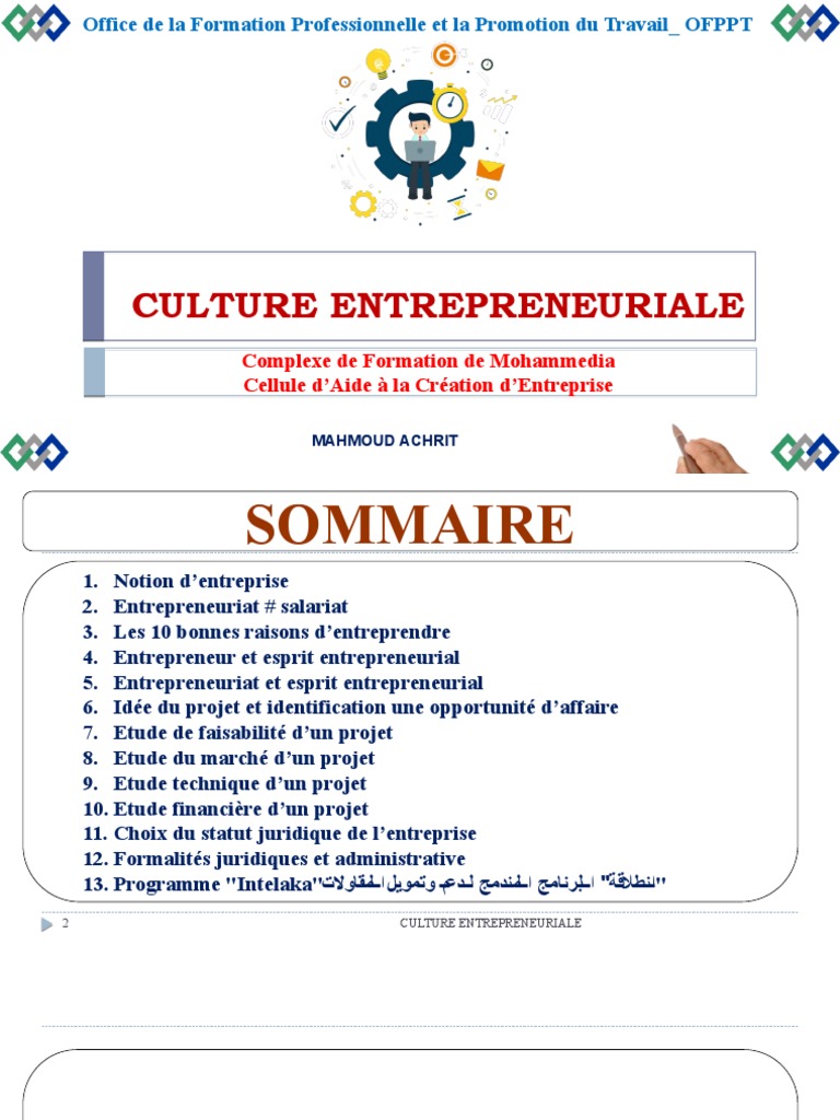 Cours Culture Entrepreneuriale | PDF | Entrepreneuriat | Recherche ...
