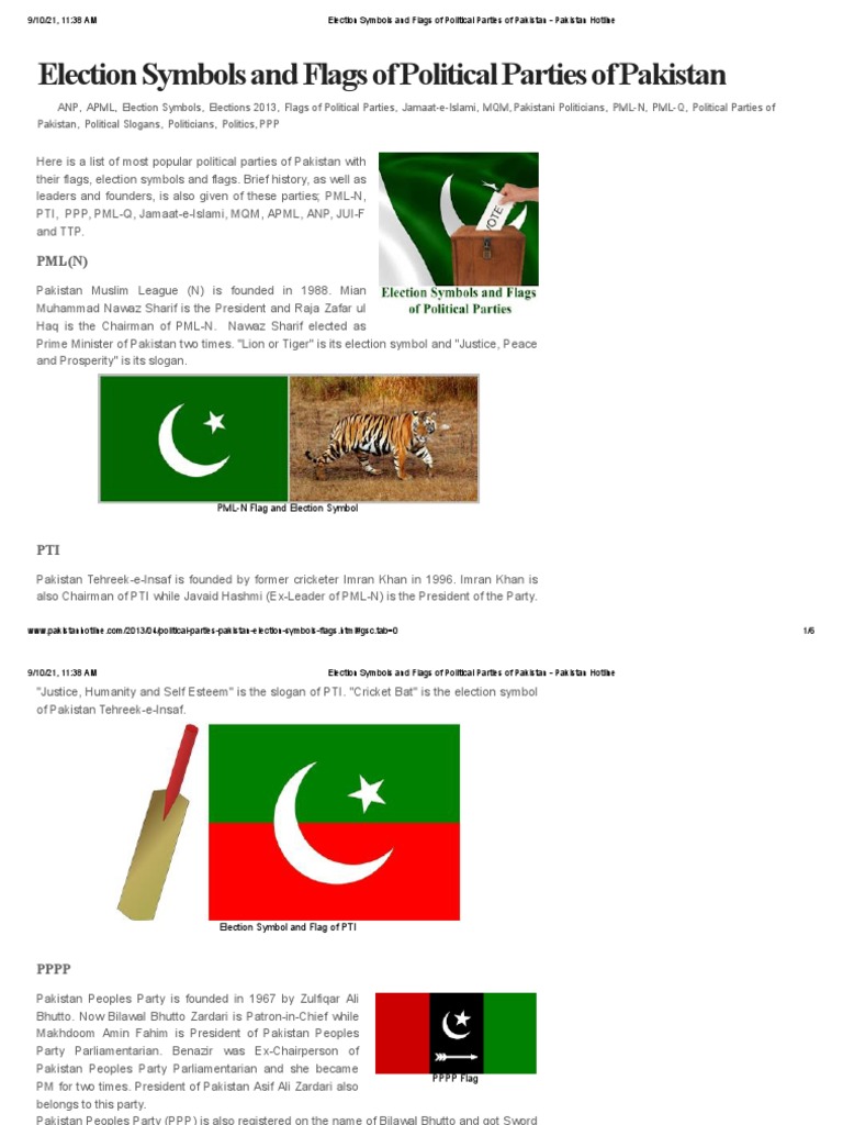 Political Parties' Symbols and Flags in Pakistan | PDF | Pakistan ...