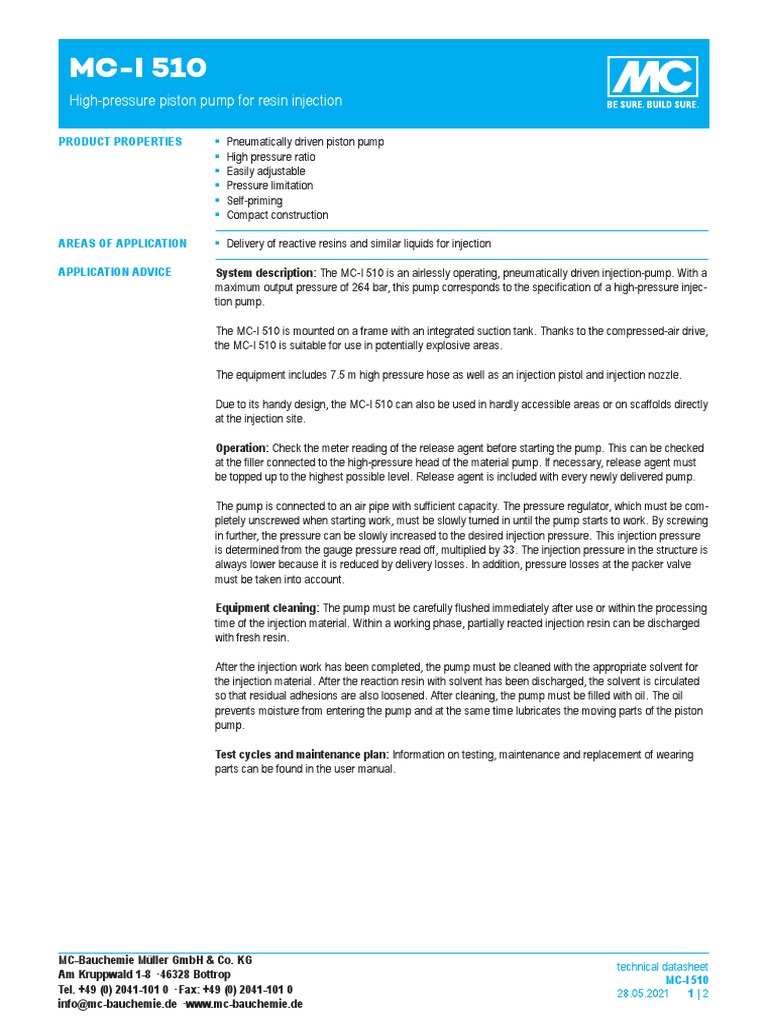 Mc-I 510 en en TDS | PDF | Pump | Gases