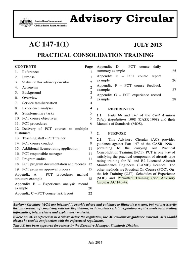 147c01 Advisory Circular | PDF | Audit | Quality Management System
