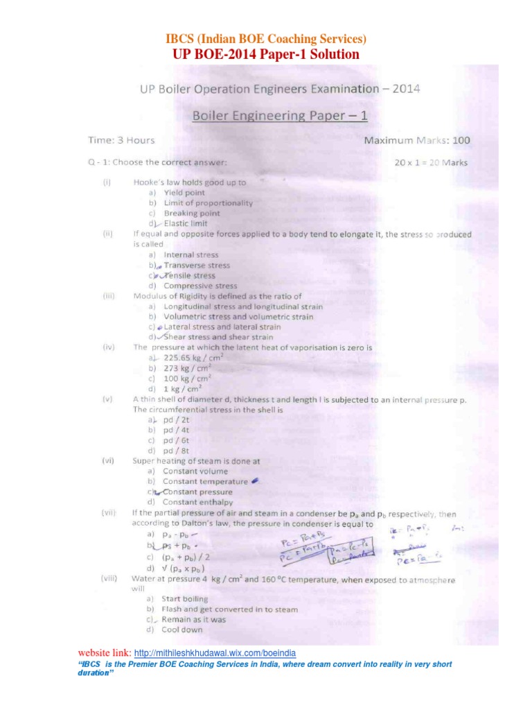 UP BOE-2014 Paper-1 Solution: IBCS (Indian BOE Coaching Services) | PDF ...
