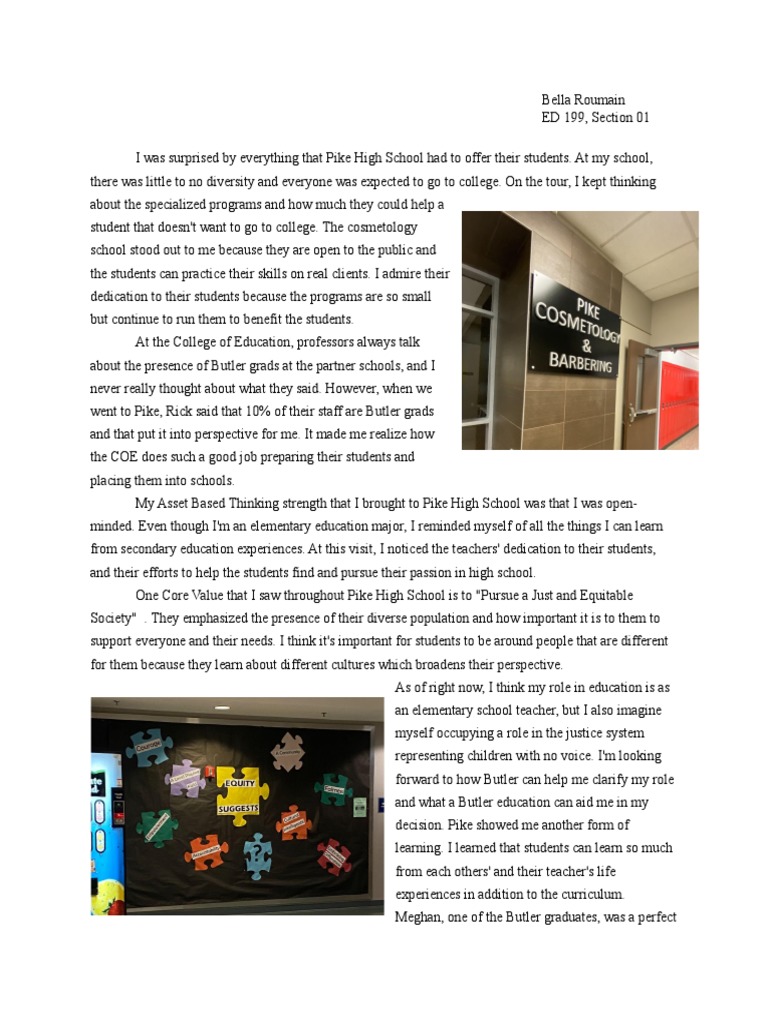 Pike High School Write Up - Bella Roumain | PDF | Teachers | Schools