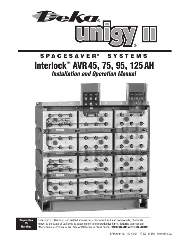 Interlock AVR 45, 75, 95, 125 AH: Installation and Operation Manual ...