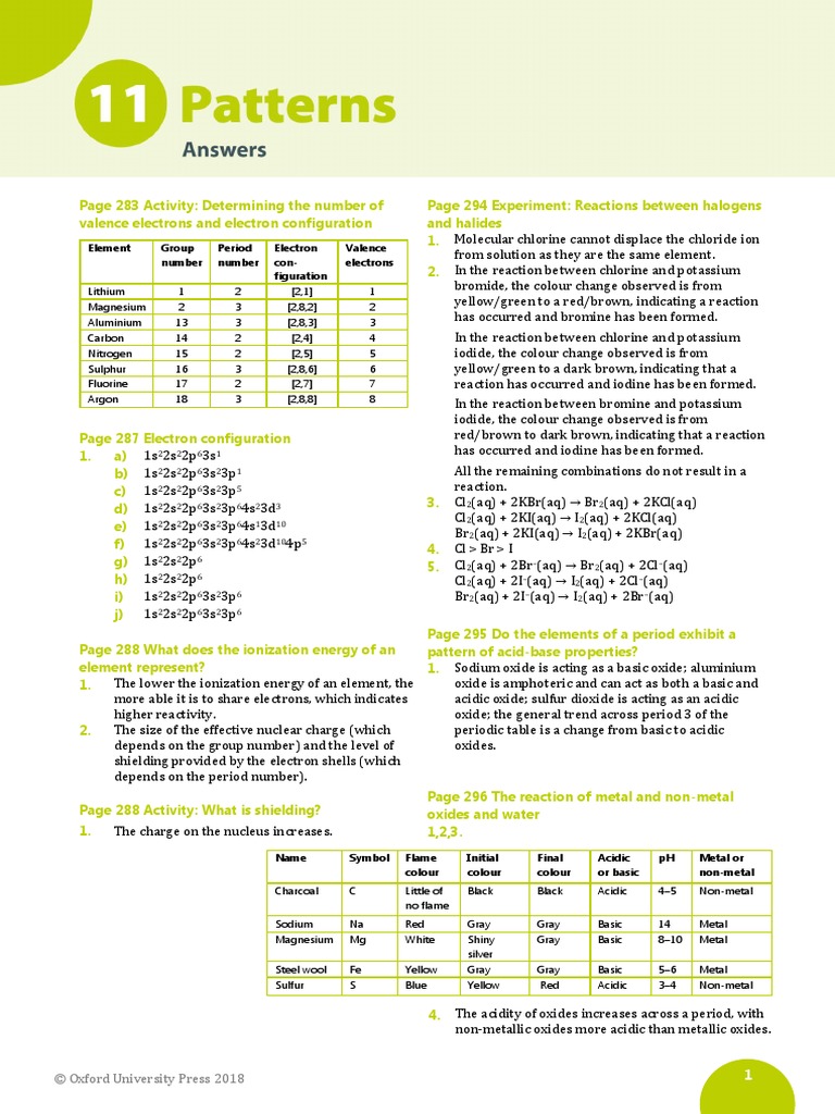 MYP Chemistry Answers | PDF | Chemical Bond | Oxide