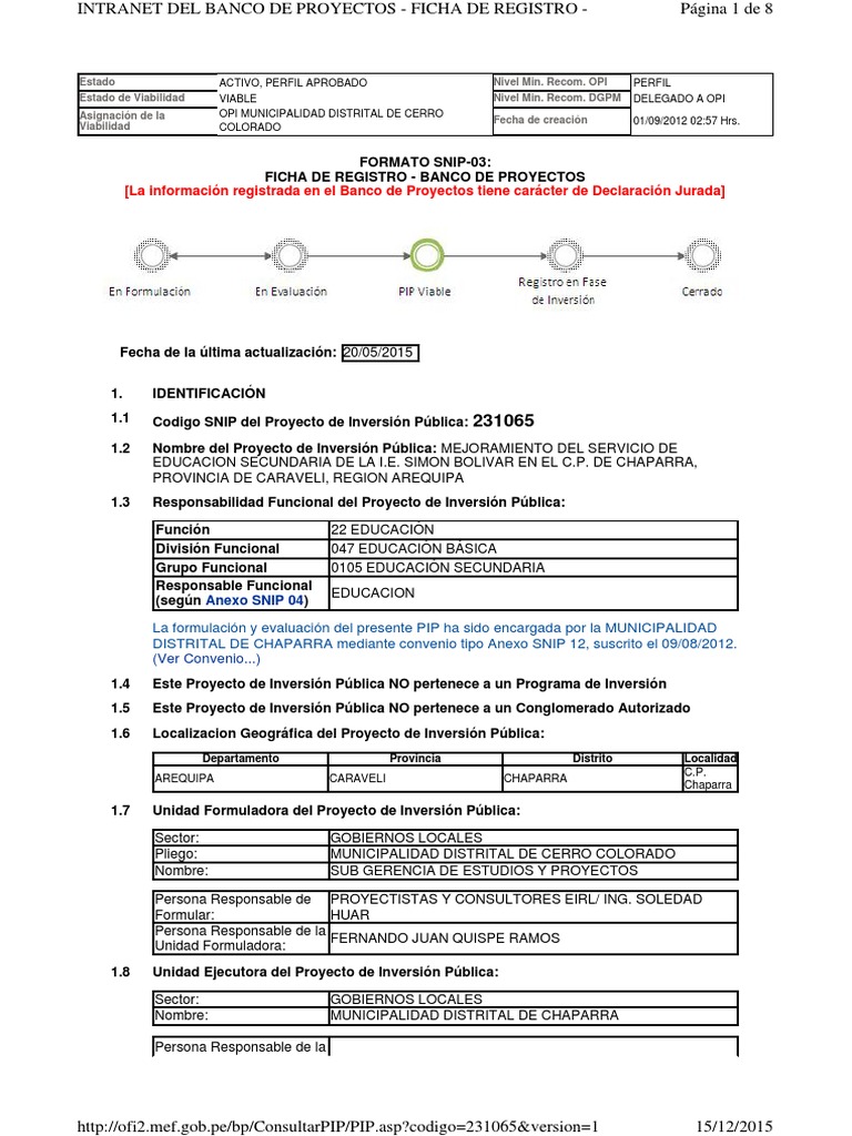 Ficha Snip | PDF | Economias