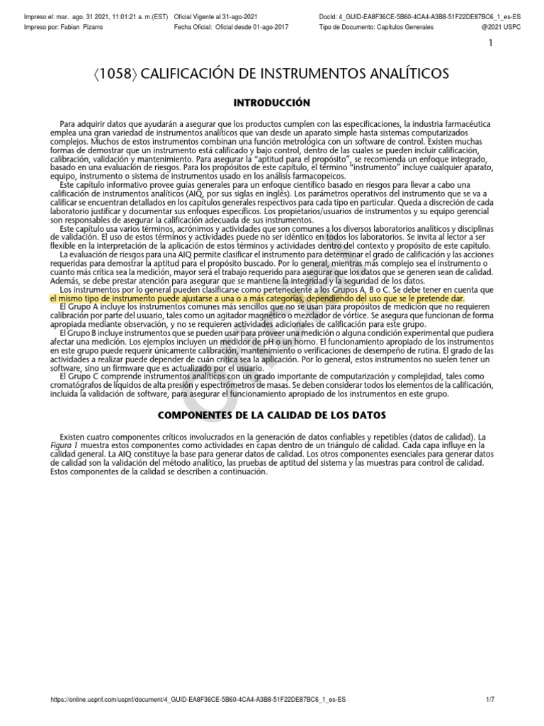 USP 1058 Calificación - 1 | PDF | Software | Calibración