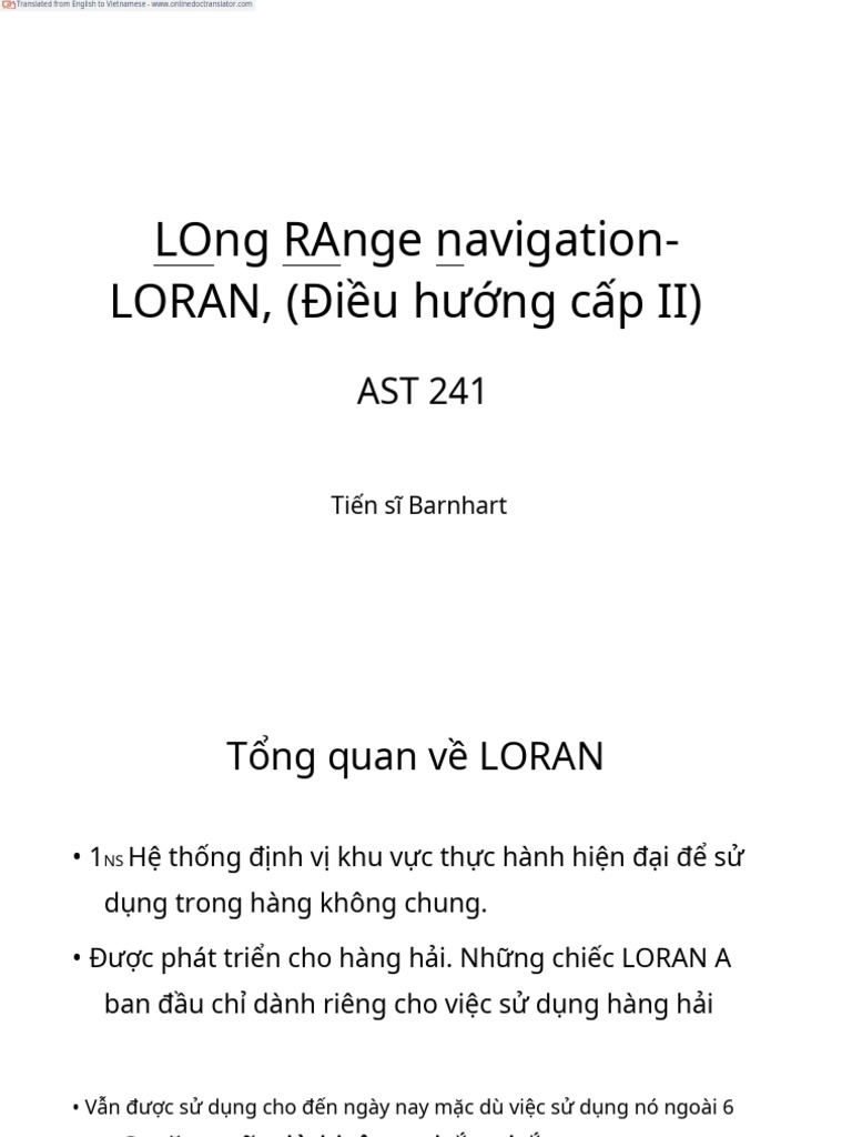 LOng RAnge Navigation LORAN Class - En.vi | PDF