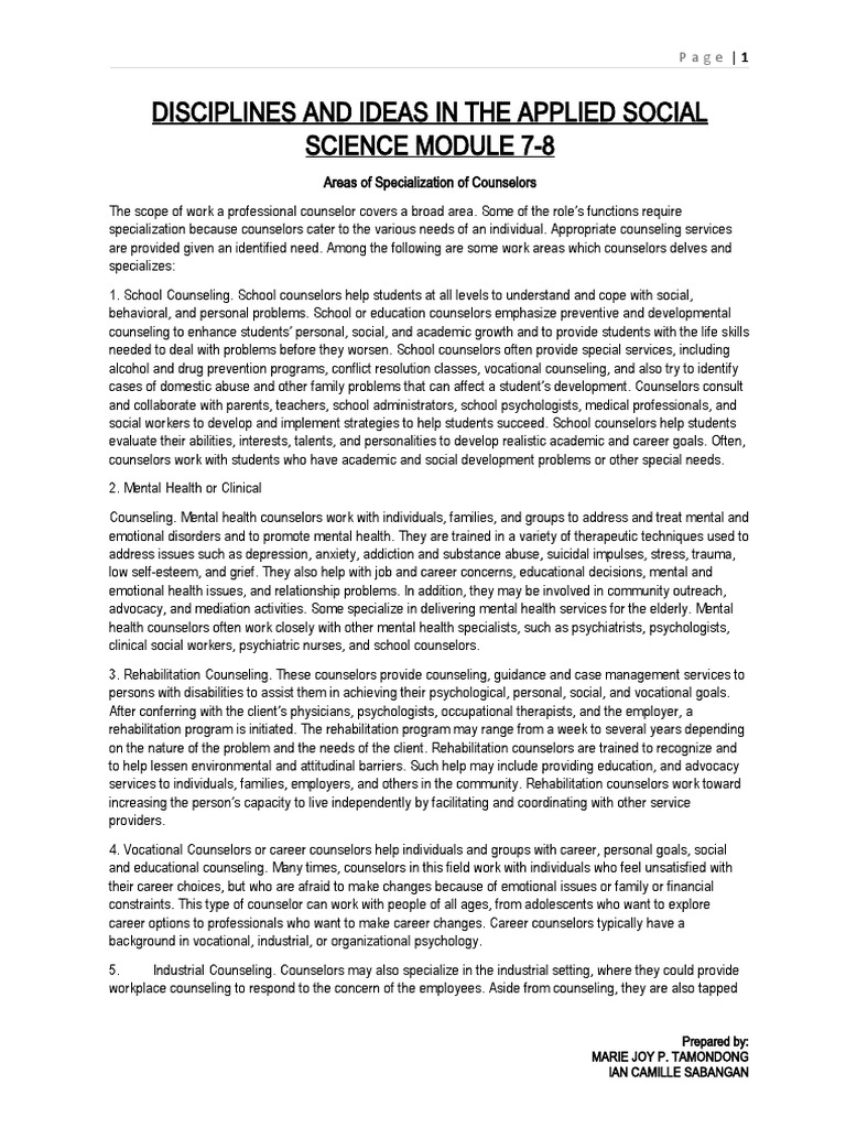 Disciplines and Ideas in The Applied Social Science Module 7-8 | PDF ...