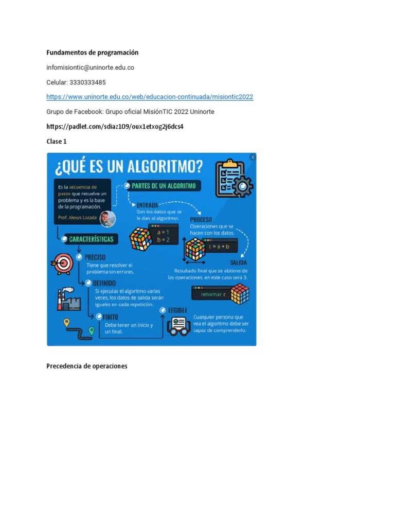 Clase Fundamentos de Programación | PDF