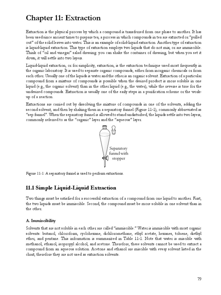 Chapter 11: Extraction: 11.1 Simple Liquid-Liquid Extraction | PDF ...