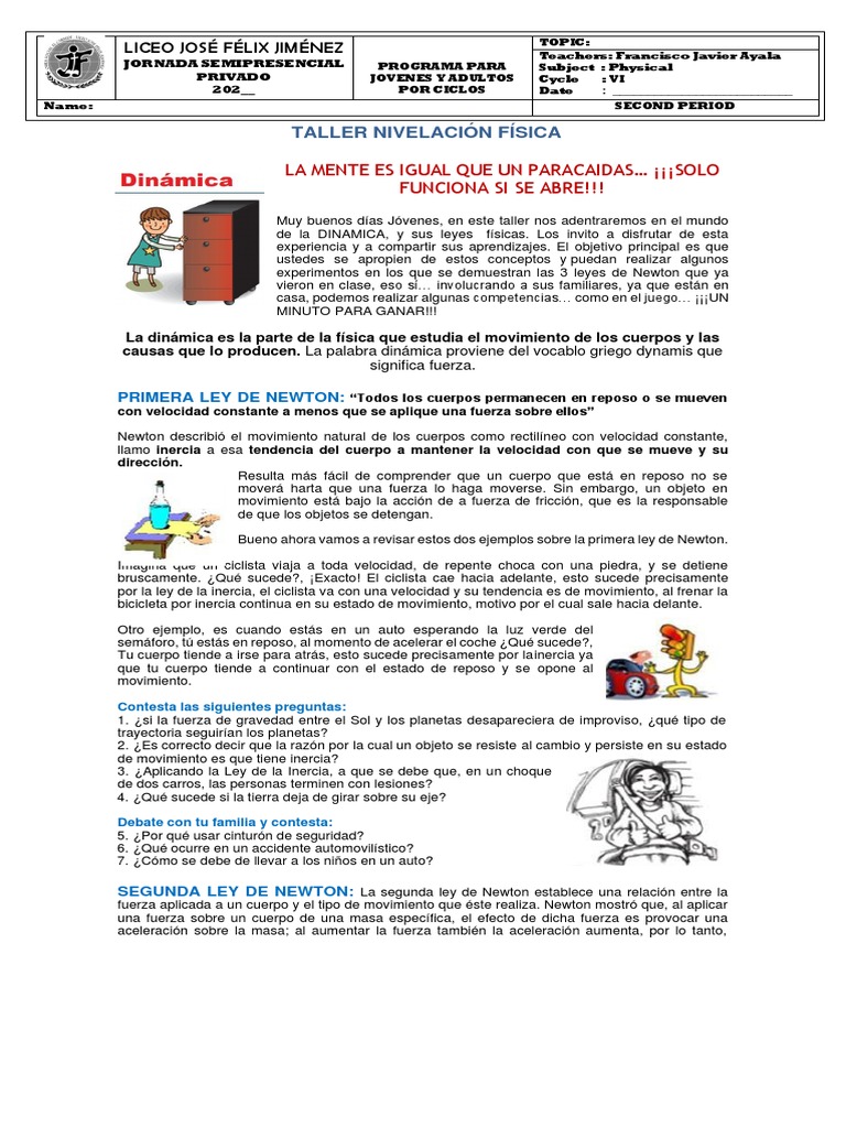 Experimentando con las Leyes de Newton: Actividad interactiva sobre ...