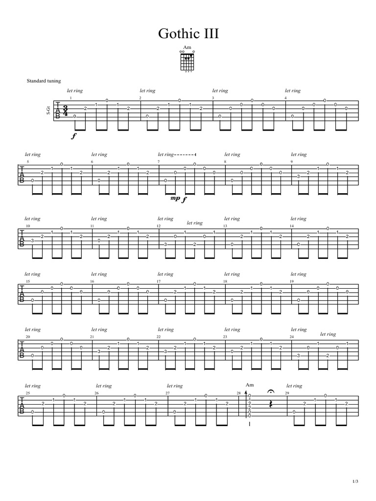 Gothic - 3-Geldern - Night Chords | PDF | Guitar Family Instruments ...