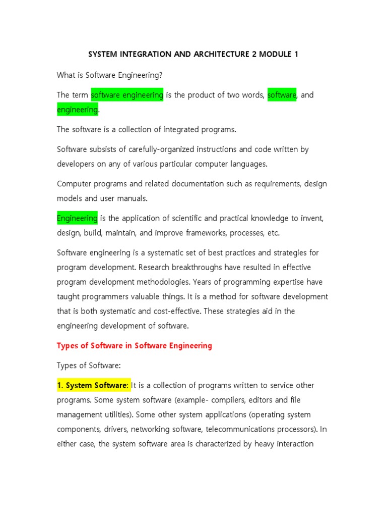 System Integration and Architecture 2 Module 1 | PDF | Software ...