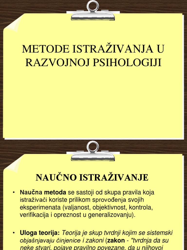 Metode Istraživanja u Razvojnoj Psihologiji | PDF