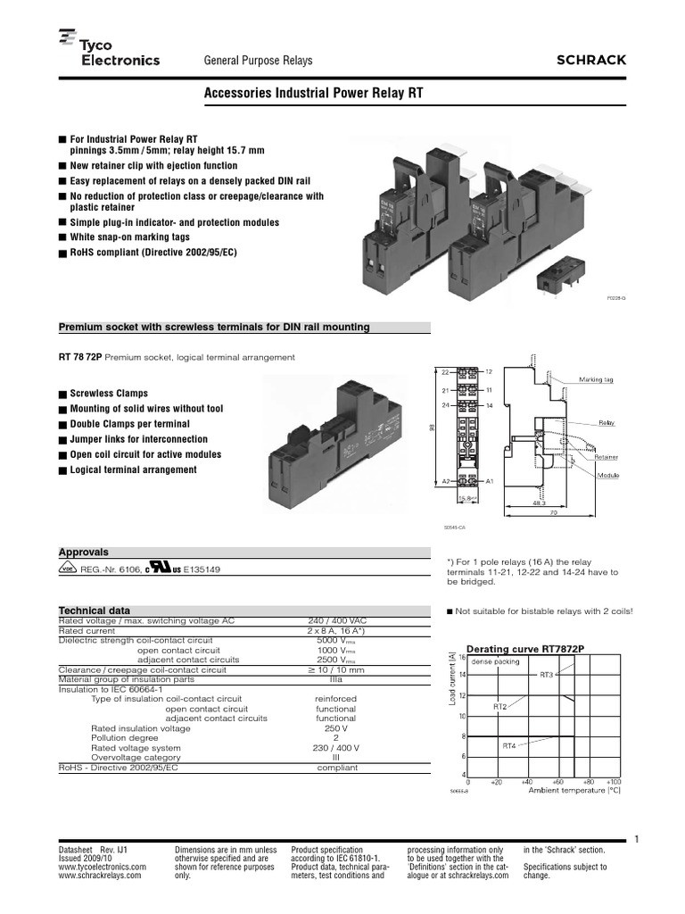 Schrack Accessories Industrial Power Relay RT: General Purpose Relays ...