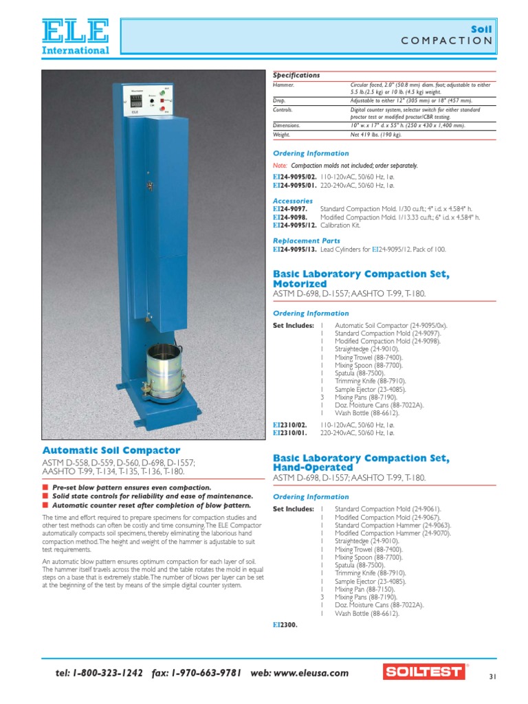 Basic Laboratory Compaction Set Motorized Pdf Tools Equipment