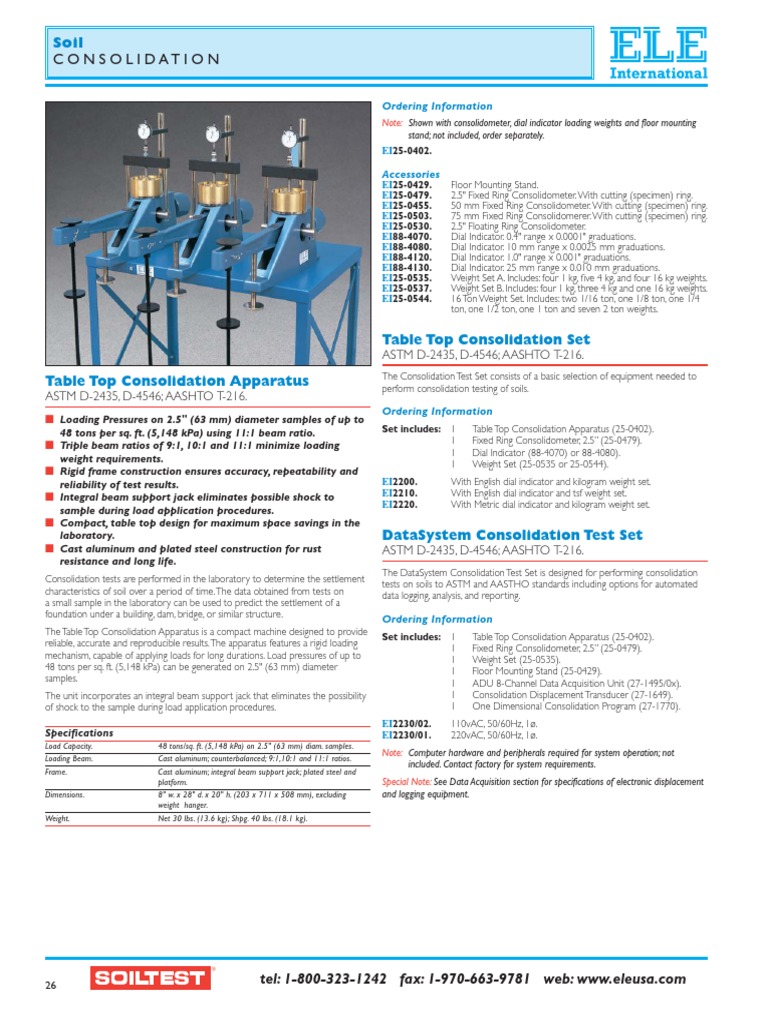 Consolidation: Table Top Consolidation Set | PDF | Porosity | Machines
