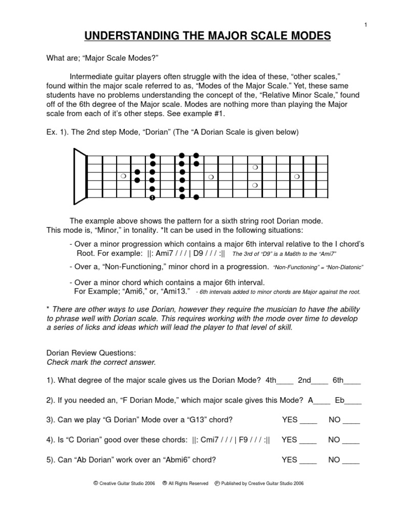 Modes Handout | PDF | Mode (Music) | Minor Scale