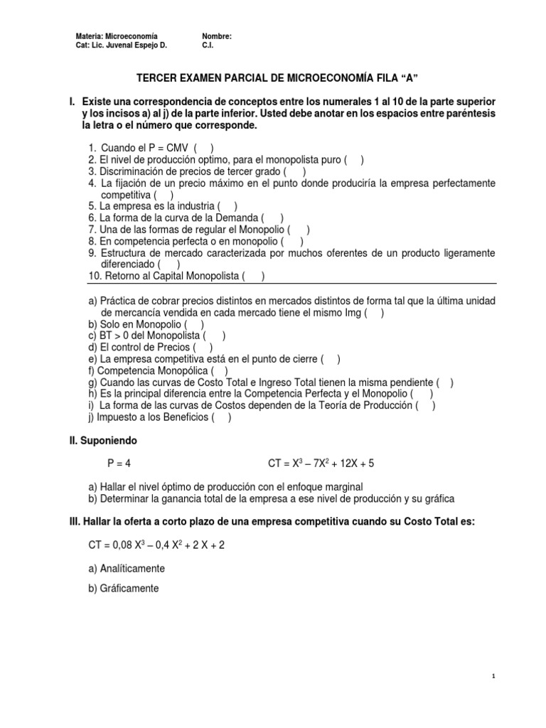 Fila A | PDF | Monopolio | Competencia perfecta