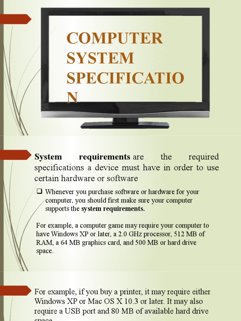 COMPUTER SYSTEM SPECIFICATION GUIDE | PDF | Random Access Memory | Central Processing Unit