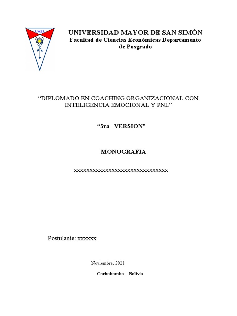 Ejemplo de Caratula de Posgrado UMSS | PDF