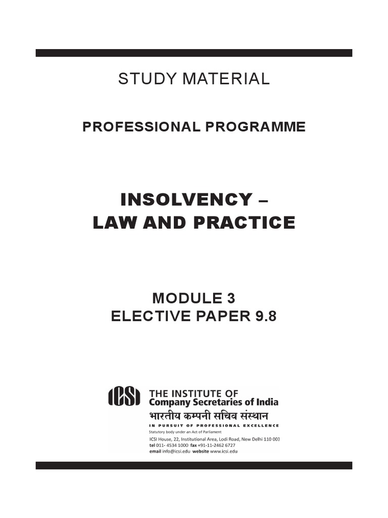 Insolvency Law and Practice | PDF | Bankruptcy | Liquidation