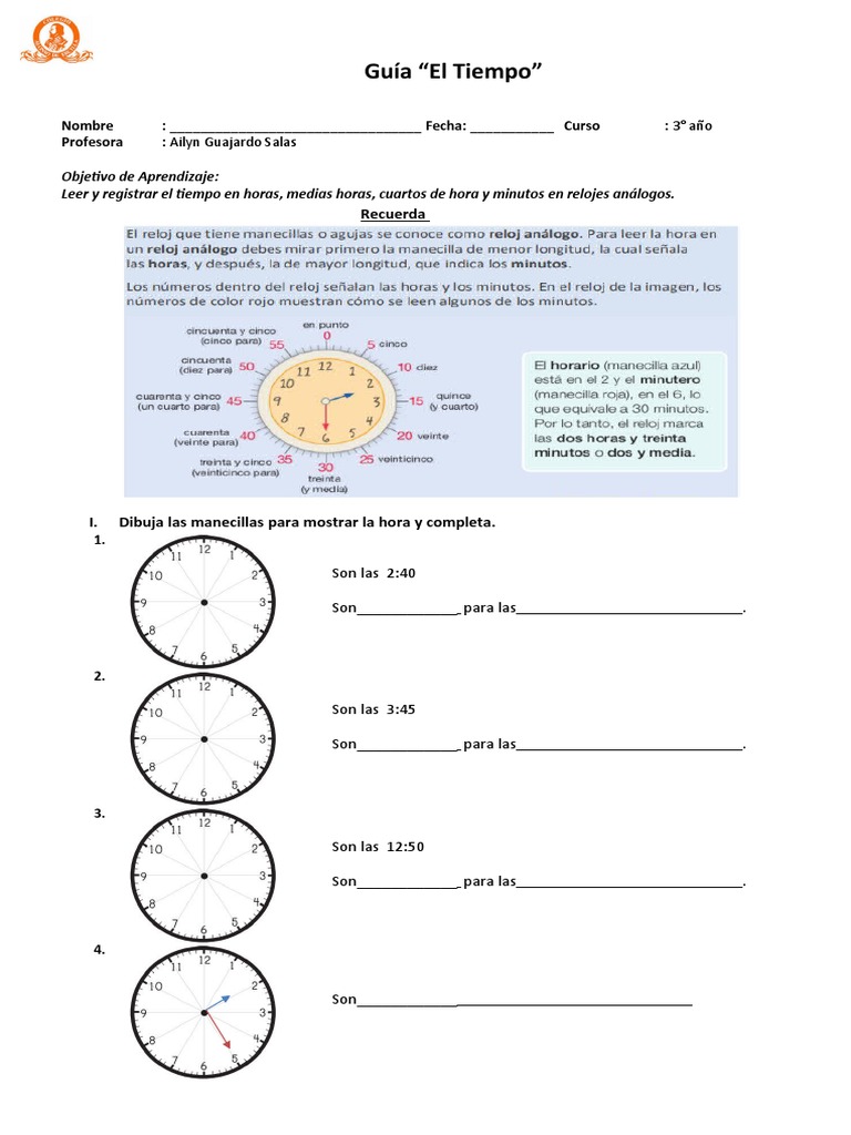 Guia Repaso de La Hora | PDF | Caperucita Roja