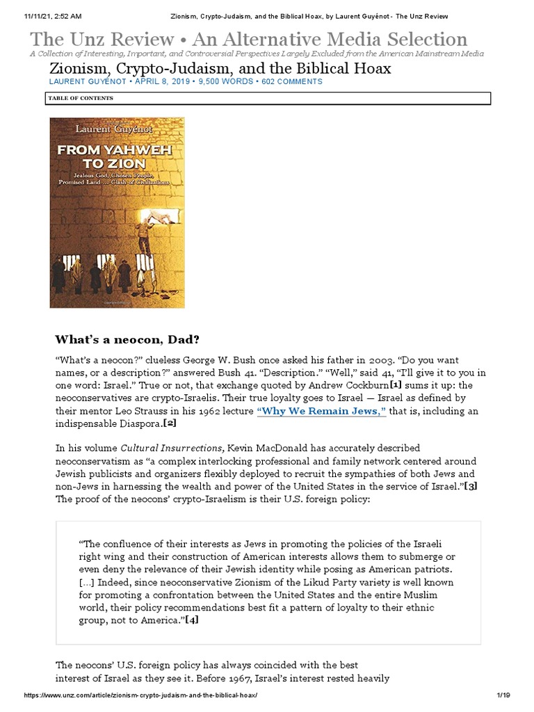 Zionism, Crypto-Judaism, and The Biblical Hoax, by Laurent Guyénot ...