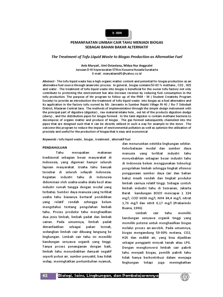 ID Pemanfaatan Limbah Cair Tahu Menjadi Bio | PDF | Anaerobic Digestion | Waste