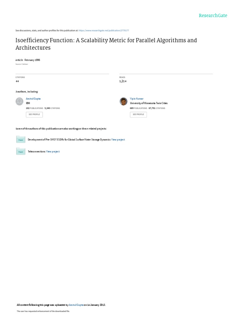 Isoefficiency Function A Scalability Metric For Pa | PDF | Parallel Computing | Concurrent Computing