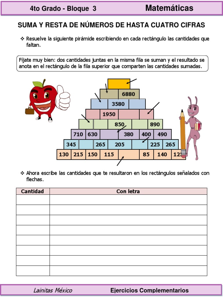 Ejercicios de Sumas y Restas 4 Cifras | PDF