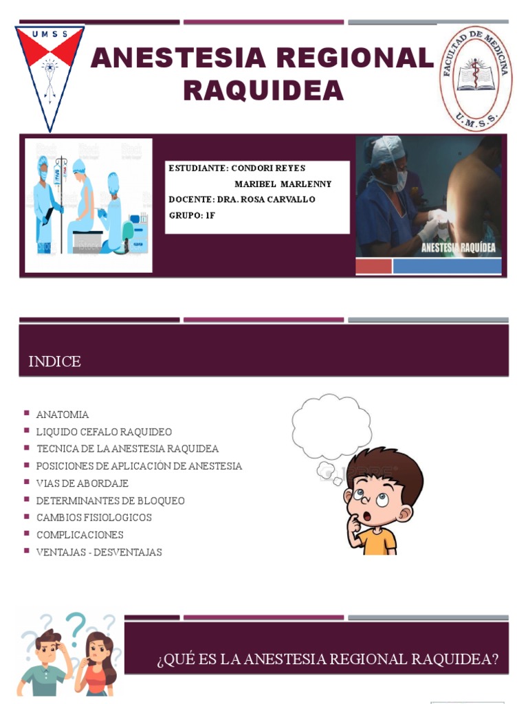 Anestesia Regional Raquidea | PDF | Fluido cerebroespinal | Sistema ...