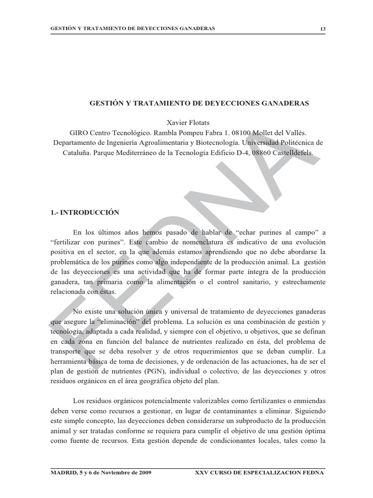 Deyecciones Ganaderas | PDF | Fertilizante | Residuos