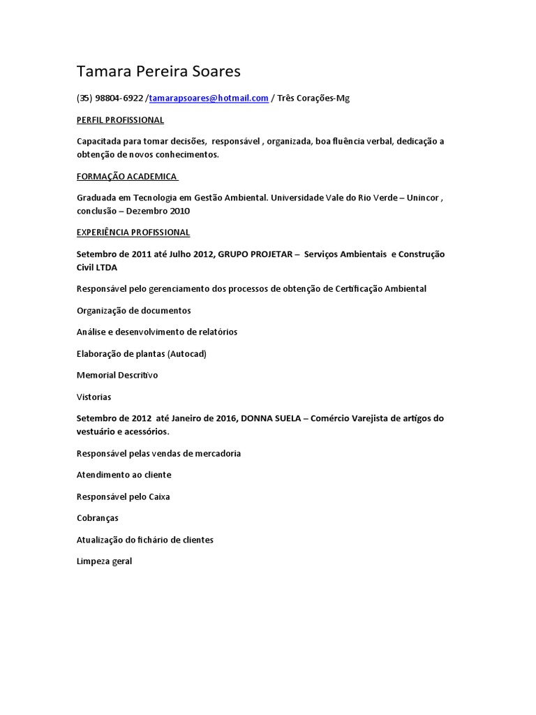 Curriculo Tamara | PDF