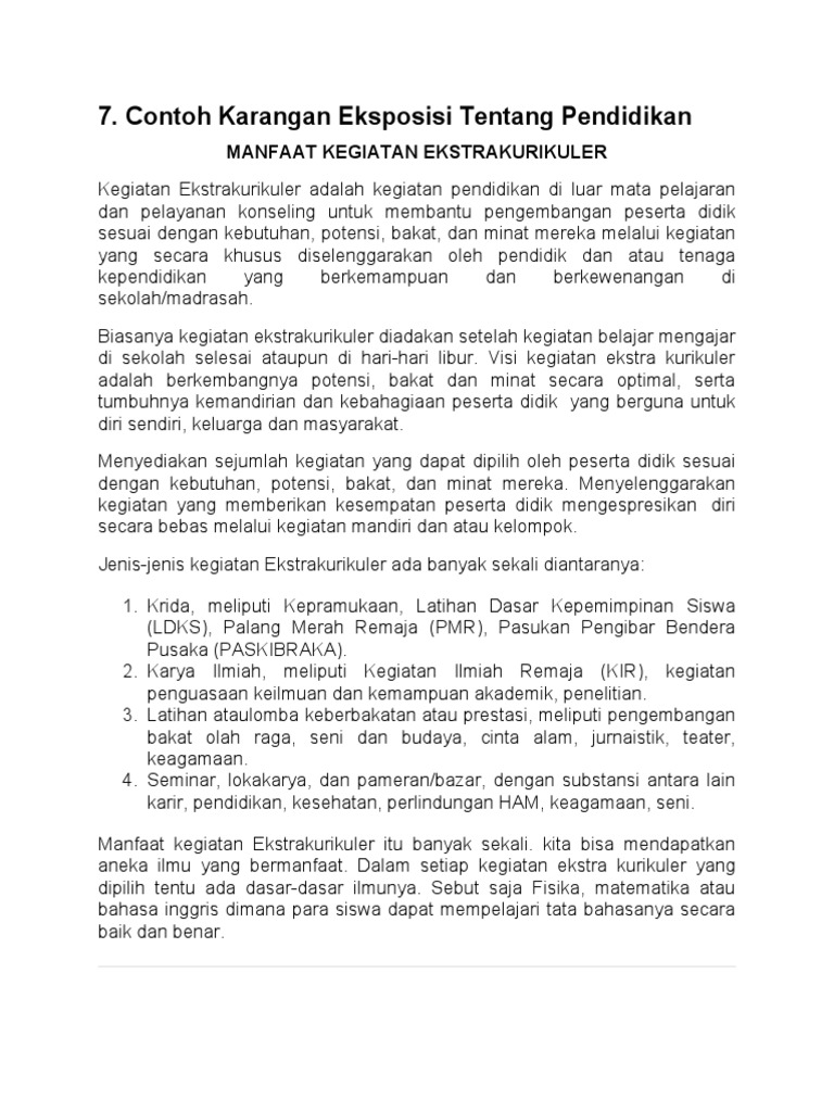 Contoh Karangan Eksposisi Pdf