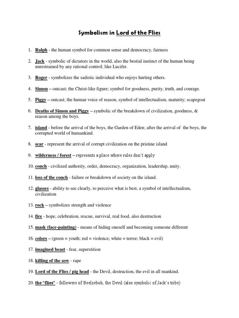 Symbolism in Lord of The Flies 1 | PDF