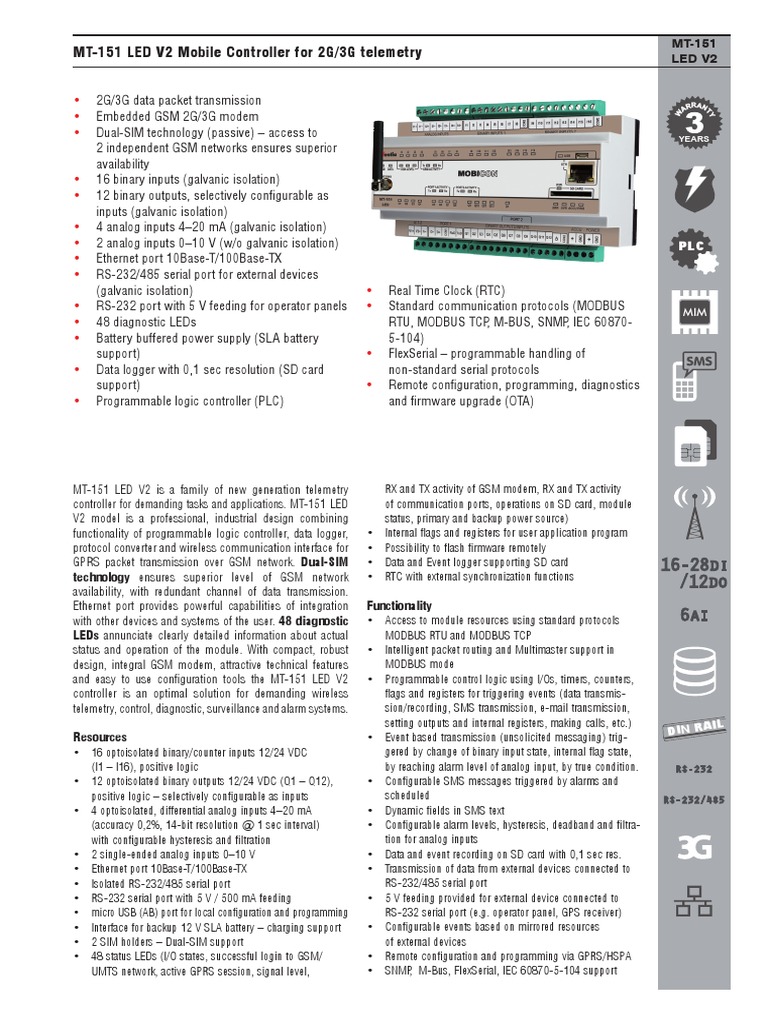 Inventia Ficha Tecnica | PDF | General Packet Radio Service | Programmable Logic Controller
