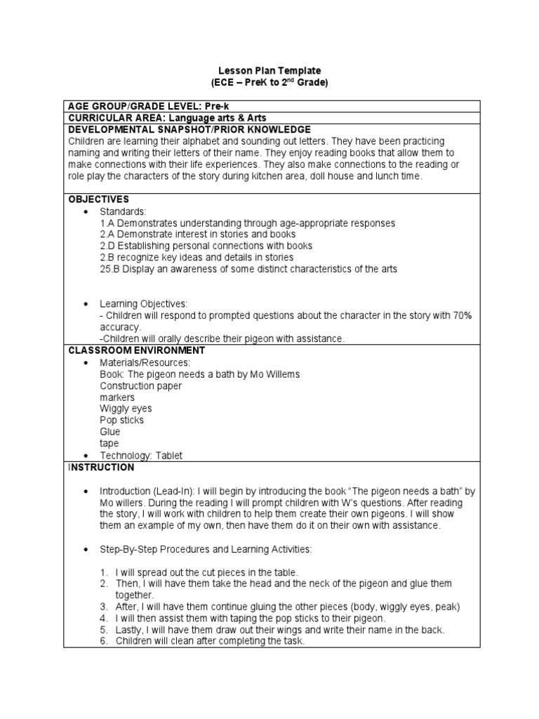 Pre-K Lesson Plan 3 | PDF | Differentiated Instruction | Lesson Plan