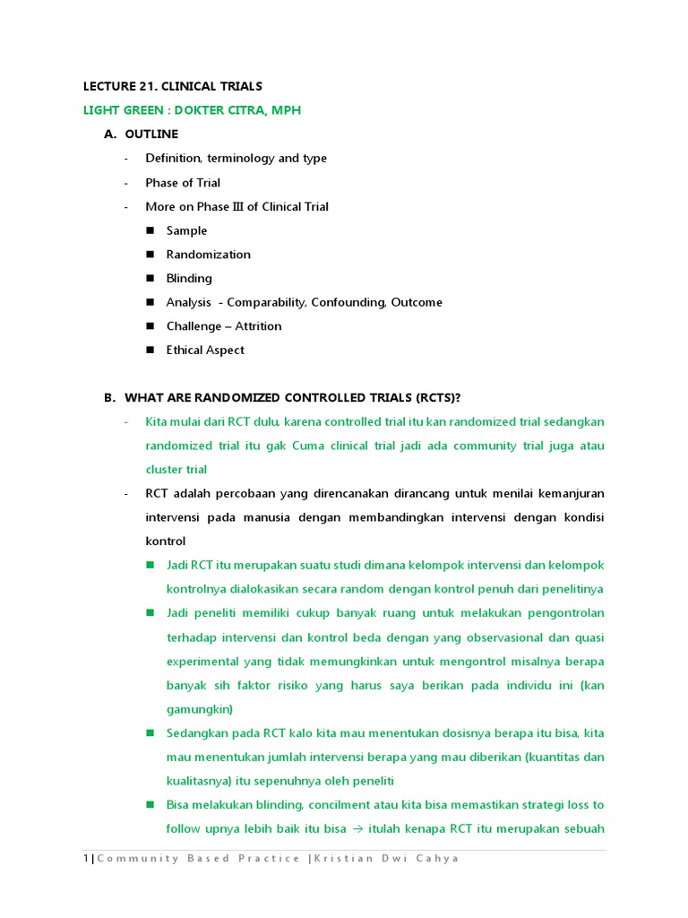 Lecture 21. Clinical Trials | PDF